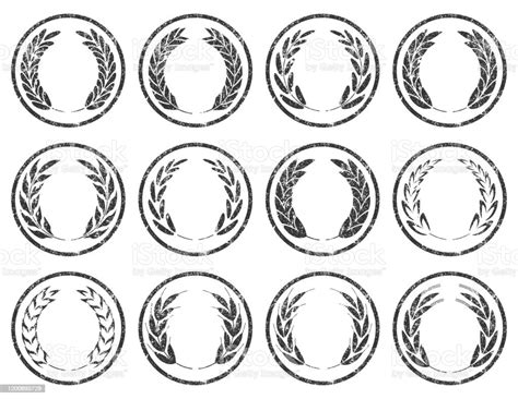 상 업적 전령 귀족을 묘사 하는 다른 그런 지 스탬프 실루엣 원형 월계수 보 리 호밀과 귀리 스파이크 화환의 컬렉션입니다 벡터 일러스트 이미지입니다 보리에 대한 스톡 벡터