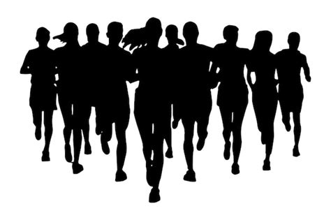 Menschen laufen Silhouette isoliert schwarz auf weißem Hintergrund Vektorillustration Premium