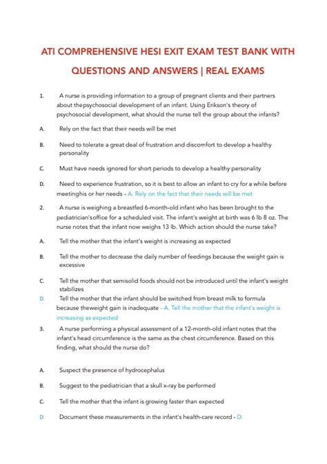 Ati Comprehensive Hesi Exit Exam Test Bank With Questions And Answers