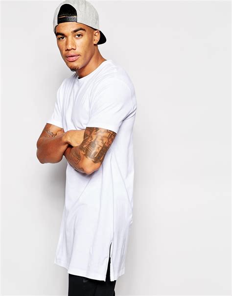 Lyst Asos Super Longline T Shirt With Side Zip Detail And Oversized