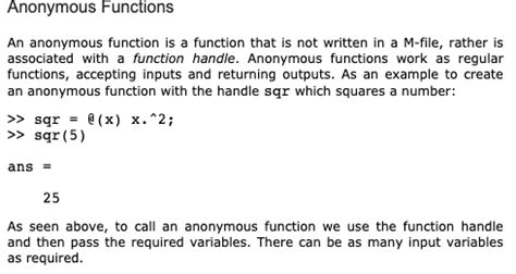 Solved Anonymous Functions An Anonymous Function Is A Chegg