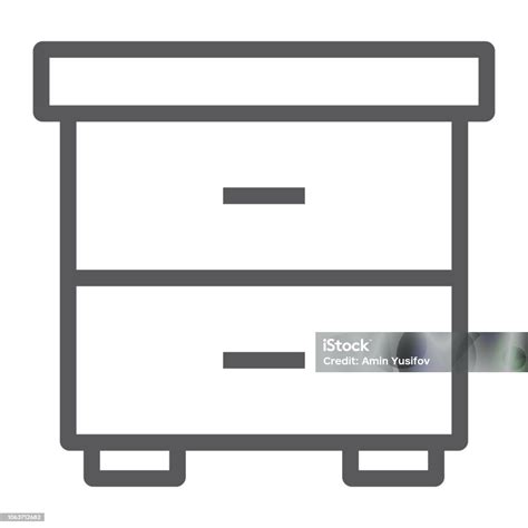 스탠드 선 아이콘 가구와 가정 머리 맡 테이블 서명 벡터 그래픽 흰색 바탕에 선형 패턴 0명에 대한 스톡 벡터 아트 및 기타