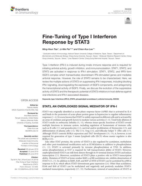 PDF Fine Tuning Of Type I Interferon Response By STAT3