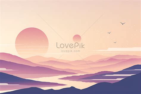 산과 하늘 일러스트 무료 다운로드 Lovepik