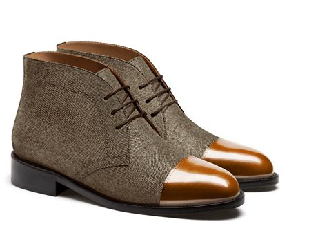 2 Tone Chukka Boots Brown Flora Leather And Tweed Sumissura