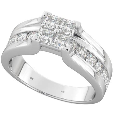 Ladies Sterling Silver Invisible Princess Cut Cubic Zirconia Ring