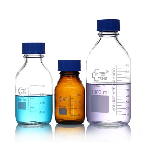 China Amber Or Clear Reagent Bottlemedia Bottle With Plastic Blue