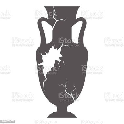 깨진 그리스 꽃병 흰색 배경에 고립 된 고대 도자기 벡터 일러스트레이션 금이 간에 대한 스톡 벡터 아트 및 기타 이미지 금이