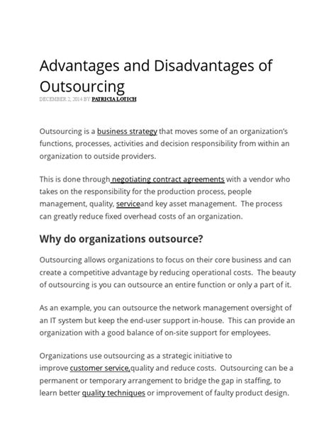 Advantages And Disadvantages Of Outsourcing Outsourcing Layoff