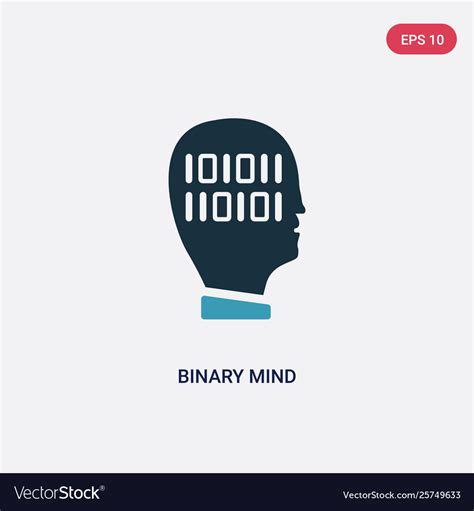 Two Color Binary Mind Icon From Technology Vector Image