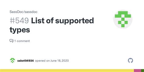List Of Supported Types Issue 549 SassDoc Sassdoc GitHub