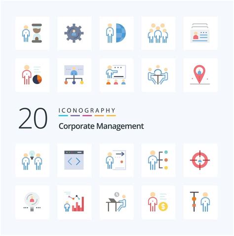 20 Corporate Management Flat Color Icon Pack Like Person Employee Website Abilities Job 18519894