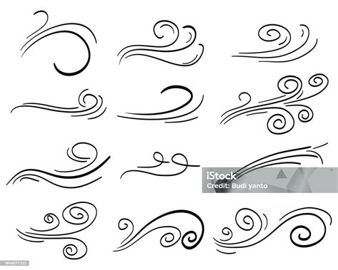 Angin Doodle Bertiup Desain Hembusan Terisolasi Pada Latar Belakang