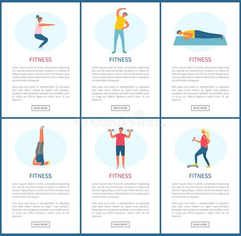 Fitness Woman And Man Doing Exercises Website Stock Vector