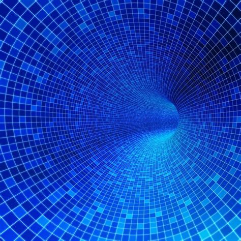 Premium Photo Blue Mosaic Tunnel 3d Rendering