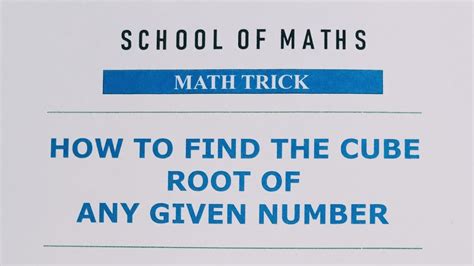 Trick To Find Cube Root Youtube