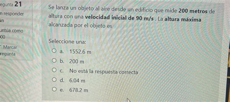 Solved Se Lanza Un Objeto Al Aire Desde Un Edificio Que Mide Chegg