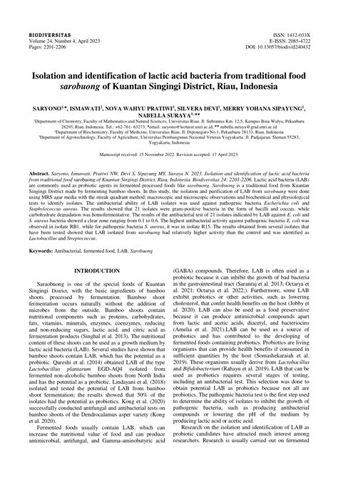 Pdf Isolation And Identification Of Lactic Acid Bacteria From