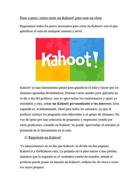 Tutorial Kahoot Pdf Informática Software