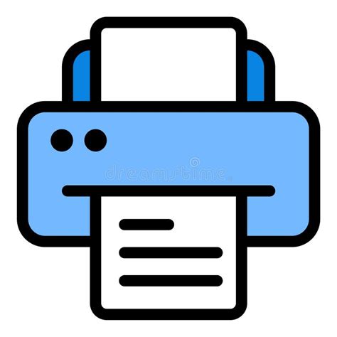 Printer Icon Document Output In Flat Line Color Style Stock Vector