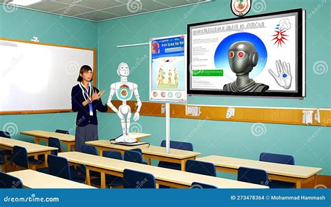 AI Robot Teaching In School Made With Generative AI Stock Illustration