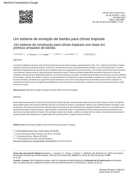 A Bamboo Braced Frame System For Tropical Climates Pdf Bamboo