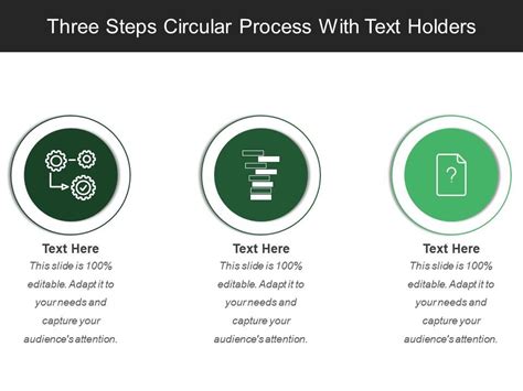 Three Steps Circular Process With Text Holders Templates PowerPoint Presentation Slides