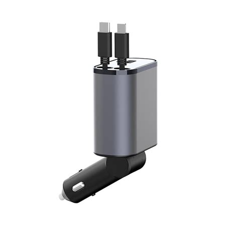 100w 4in1 Retractable Car Charger Usb Type C Cable For Phone Fast