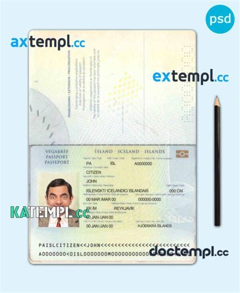 Sample Iceland Passport Template In Psd Format Fully Editable With