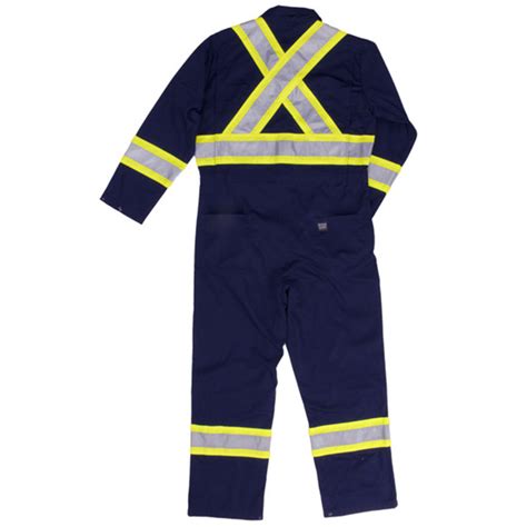 Work King Safety Non Ansi Hi Vis X Back Two Tone Navy Lined Coveralls