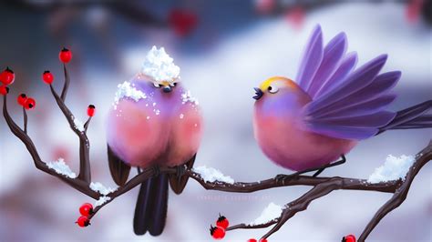 3840x2160 Cute Birds Artwork 4k 4k Hd 4k Wallpapers Images Backgrounds