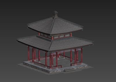 中式古建 四角重檐亭模型 历史建筑模型库 OBJ obj mtl 模型下载 cg模型网