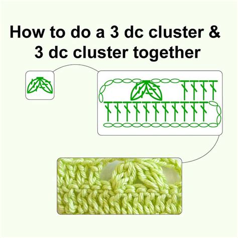 Free Crochet Patterns — How To Do A 3 Double Crochet Cluster And 3 Double