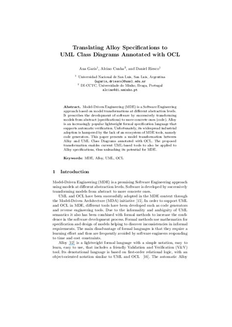 translating between alloy specifications and uml class diagrams