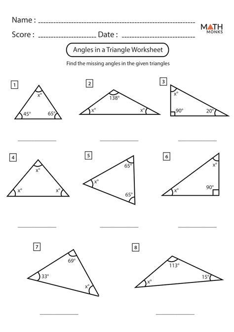Worksheet On Finding Missing Angles In A Triangle