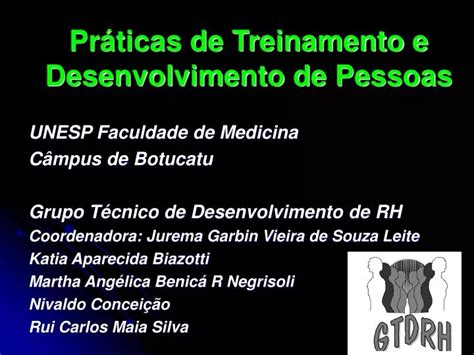 PPT Práticas de Treinamento e Desenvolvimento de Pessoas PowerPoint Presentation ID