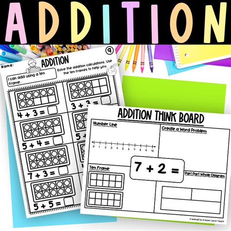 Addition Strategies Worksheets Number Line Ten Frames Word Problems