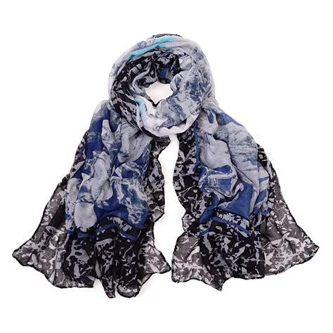 New Fashion Big Flower Printed Chiffon Scarves Womens Scarf Shawl Long