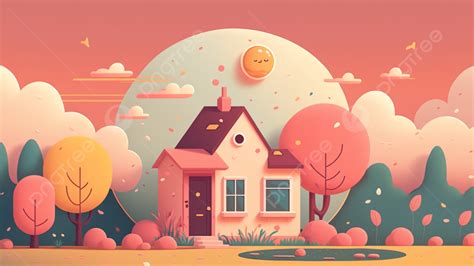 귀여운 만화 집 만화 집 하우스 배경 일러스트 및 사진 무료 다운로드 Pngtree