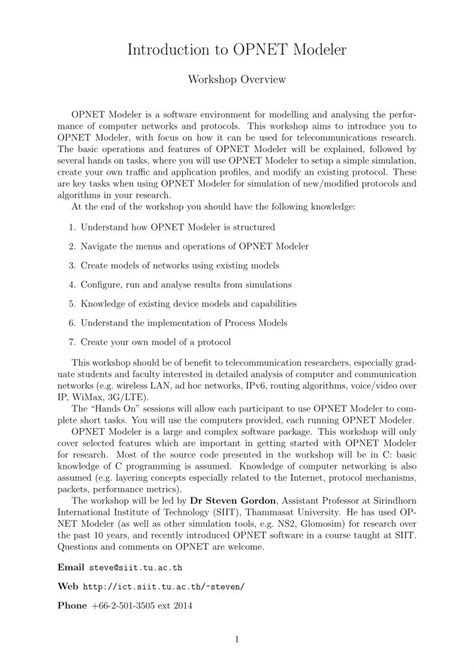 Pdf Opnet Workshop Introduction To Opnet Modeler Dokumen Tips