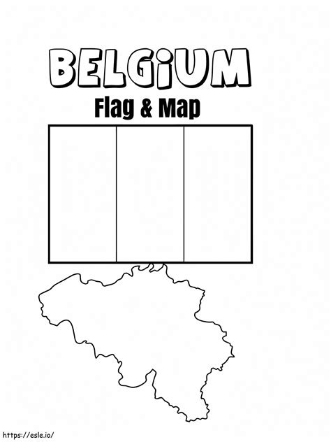 Belgium Map And Flag Coloring Page
