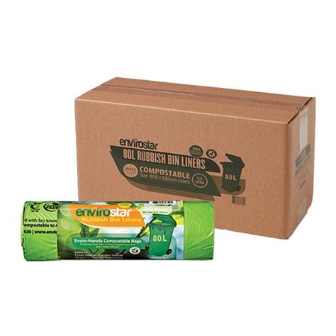 Envirostar 80lt Ehd Compostable Bin Liner 43um Crystalwhite Cleaning