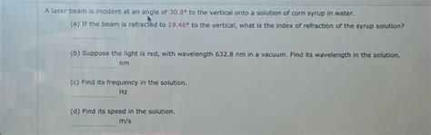 Solved A Laser Beam Is Incident At An Angle Of To The Chegg