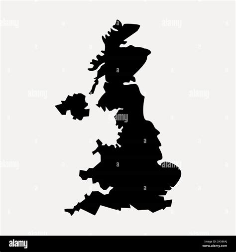 United Kingdom Map Silhouette Clipart Geography Illustration Vector