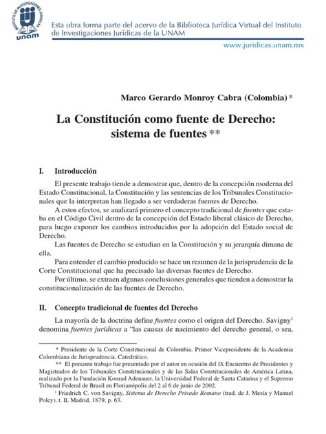 La Constitución Como Fuente De Derecho Pdf