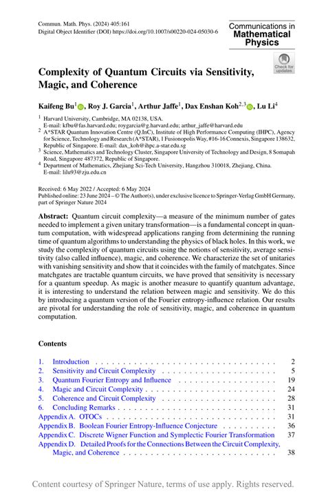Complexity Of Quantum Circuits Via Sensitivity Magic And Coherence Request Pdf