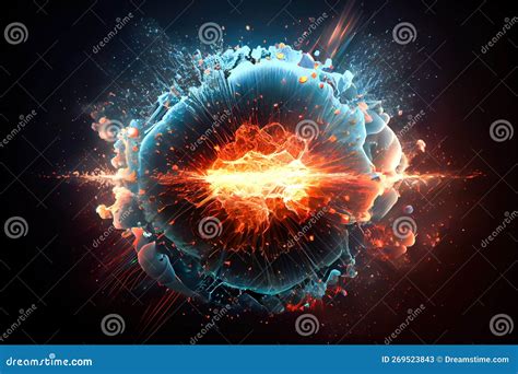 Nuclear Reaction Atomic Particle Explosions Illustration Stock