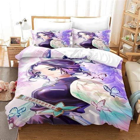 Demon Slayer Parure De Lit 3 Pièces Avec Housse De Couette Et Taie D