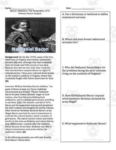 Bacons Rebellion The Declaration 1676 Primary Source Analysis By