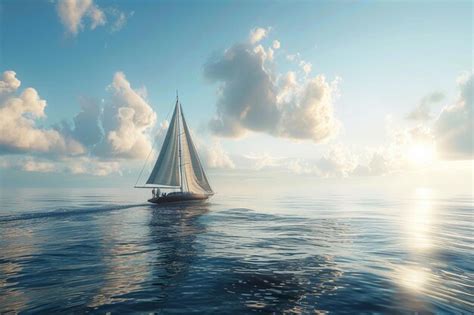 Sailing Boat On The Open Sea Premium Ai Generated Image